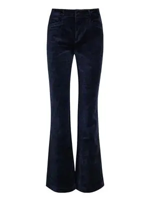 Paige Laurel Slim Flared-leg Velvet Trousers - Navy