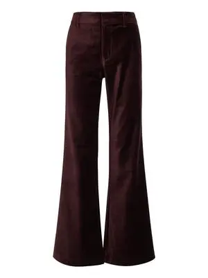 Paige Marlow Flared-leg Velvet Trousers - Aubergine