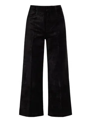 Paige Anessa Wide-Leg Velvet Trousers Black
