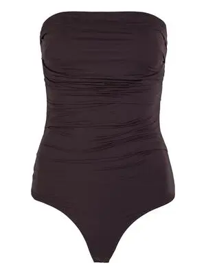 AGOLDE Gwyneth Ruched Bodysuit - Brown