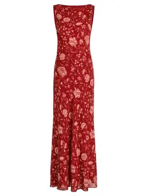 REFORMATION Floral-print Chiffon Maxi Dress - Red