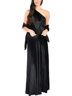 Alberta Ferretti Asymmetric Maxi Dress - Black