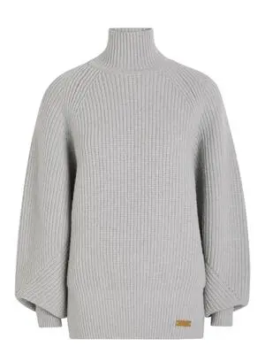 Balmain Batwing Ribbed Wool Jumper - Grey