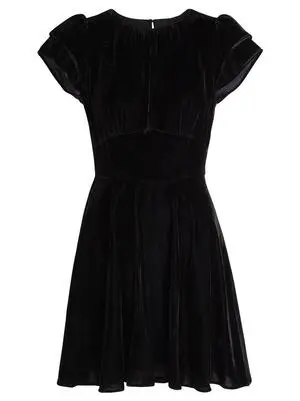 Paige Khai Velour Mini Dress - Black