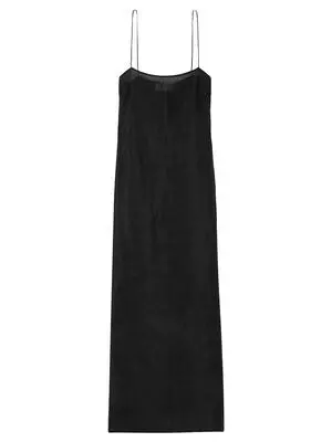 Matteau Shirred Silk And Linen-blend Maxi Dress - Black