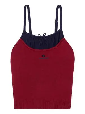 SHUSHU/TONG Cropped Silk And Cashmere-blend Camisole - Red