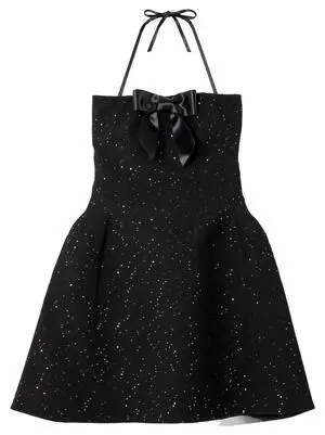 SHUSHU/TONG Strapless Bow-detailed Sequin-embellished Mini Dress - Black