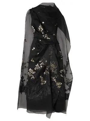 Erdem Layered Metallic Silk-organza And Cloqué Midi Dress - Black