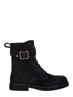 BOSS Buckle Lace-up Combat Boots - Black