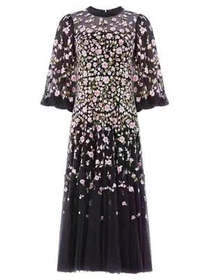 NEEDLE & THREAD Floral-print Maxi Dress - Black
