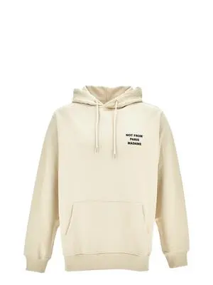 Drole De Monsieur Hoodie With Embroidered Slogan Beige