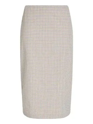 Vince Checked Cotton-blend Twill Pencil Skirt - Light Gray