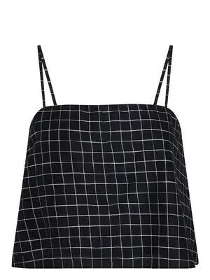 Vince Convertible Cropped Checked Top - Black