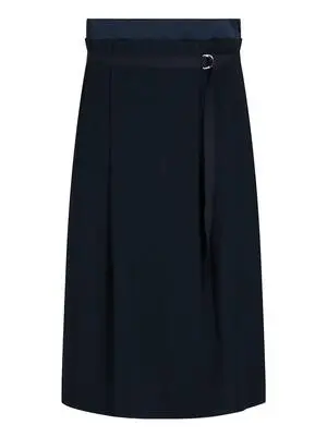 Vince Belted Cady Midi Skirt - Midnight Blue