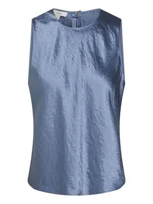 Vince Crinkled Satin Top - Slate Blue