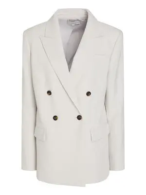 Vince Double-breasted Piqué Blazer - Light Gray