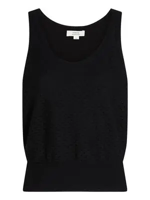 Vince Pointelle-knit Cotton-blend Top - Black