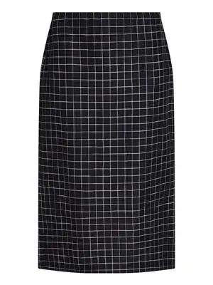 Vince Checked Woven Pencil Skirt - Black