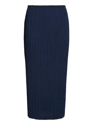 Vince Plissé Satin Midi Pencil Skirt - Navy