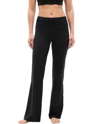 Athleta Transcend High-rise Fold-over Flare Leggings - Black