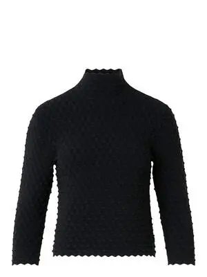 Akris Popcorn Knit Mock-neck Sweater - Black