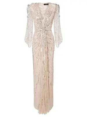 Jenny Packham Xenia Embellished Gown - Beige