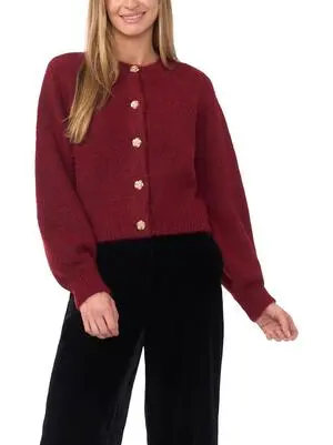 Ted Baker London Fina Fuzzy Crewneck Cardigan - Burgundy