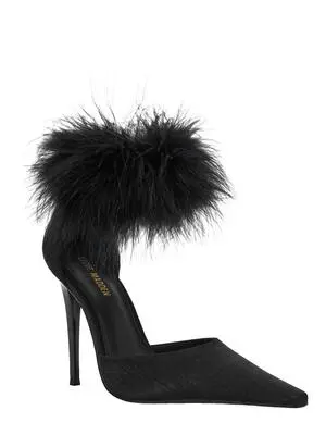 Steve Madden Feather Cuff Stiletto Pump - Black Satin