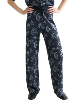 Scotch & Soda Metallic Jacquard Wide Leg Pants - Cosmic Sky Spaced Carbon