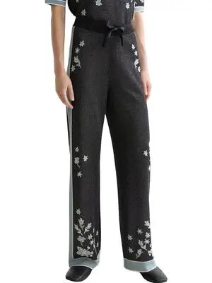 Scotch & Soda Jacquard Knit Wide-leg Pants - Meteorite