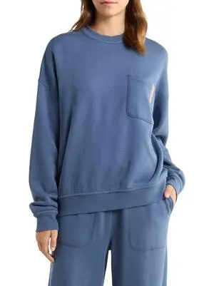 Lunya Silksweats Cotton & Silk Blend Pajama Sweatshirt - Tideworn Blue
