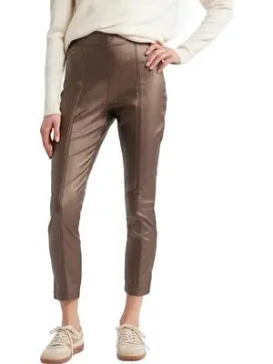 Hue Coated High Waist Cigarette Pants - Bronze