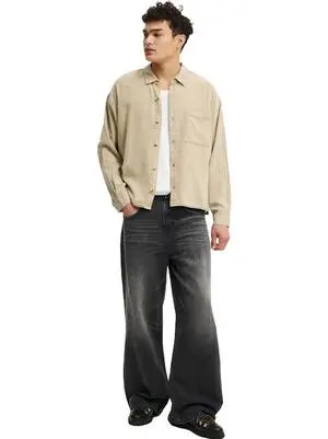 COTTON ON Washed Long Sleeve Shirt - Washed Stone