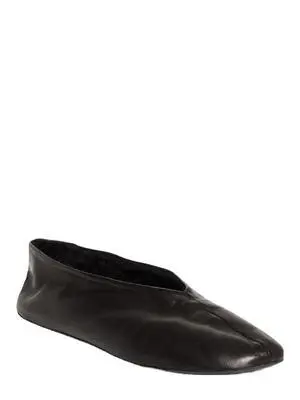 THE ROW Stella Ballerina Flat - Lacquer Brown