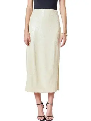 Endless Rose Sequin Midi Skirt - Ivory