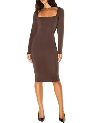 SKIMS Smooth Layers Long Sleeve Dress - Espresso