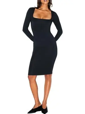 SKIMS Smooth Layers Long Sleeve Dress - Obsidian
