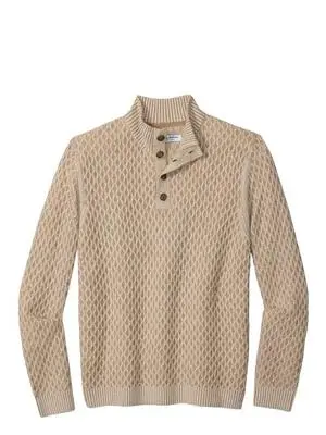 Tommy Bahama Cross Cable Button Neck Sweater Hazelnut Cream