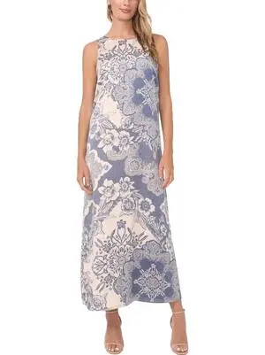 Vince Camuto Mixed Print Sleeveless Maxi Dress - Denim