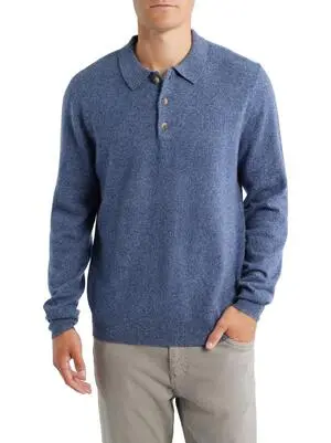 Scott Barber Cashmere Polo Denim Heather