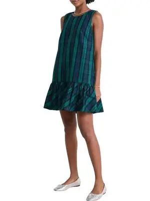 Vineyard Vines Sleeveless Plaid Ruffle Hem Dress - Yuletide Blackwatch