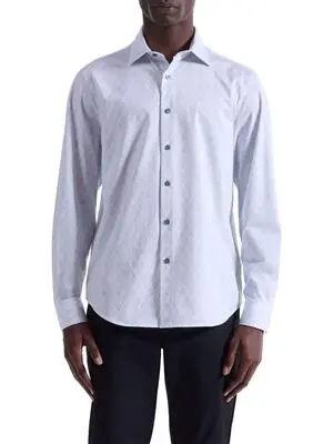 Bugatchi James Ooohcotton® Leaf Print Button-up Shirt - Platinum