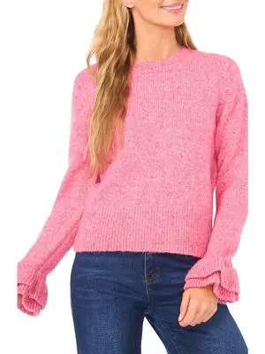 CECE DUPRAZ Confetti Ruffle Cuff Sweater - Pink/rainbow