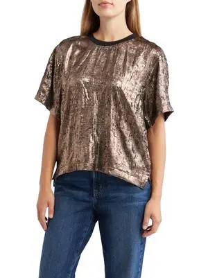 CITY BLUES Foil Print T-shirt - Champagne
