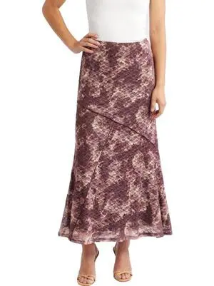 CITY BLUES Lace A-line Maxi Skirt - Plum Champagne