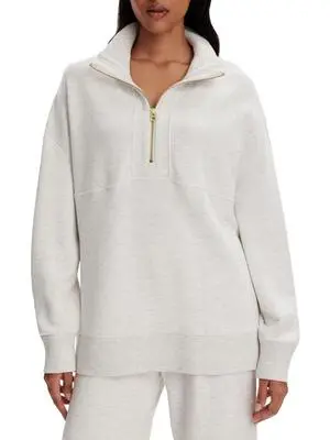 Varley Molly Longline Doublesoft® Half Zip Sweatshirt - Ivory Marl
