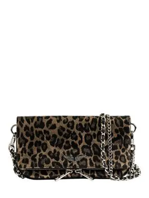 Zadig&Voltaire Nano Rock Metallic Leopard Clutch - Silver
