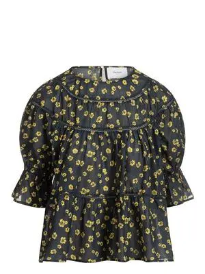Merlette Floral Print Sol Top - Lemon Navy Floral Print