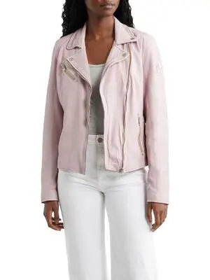 Mauritius Sofia Lambskin Moto Jacket Hibiscus Pink