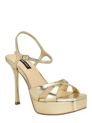 Nine West Tates Platform Stiletto Sandals - Light Gold